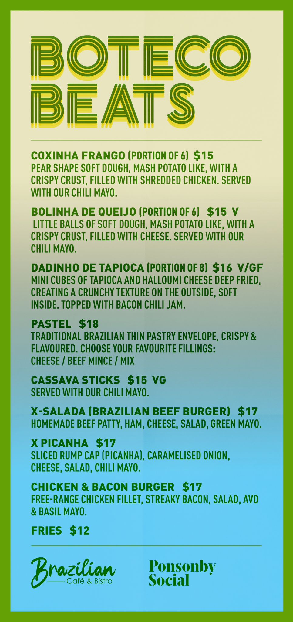 Menu - Ponsonby Social Club
