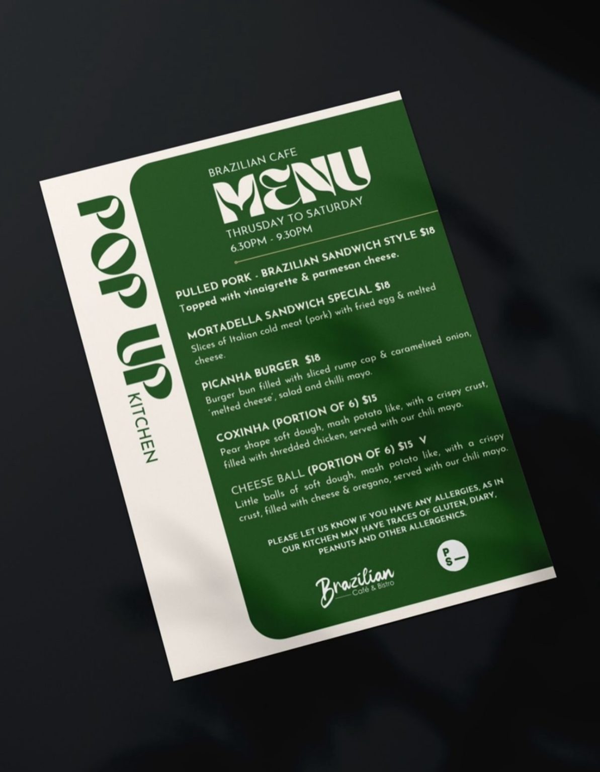 Menu - Ponsonby Social Club